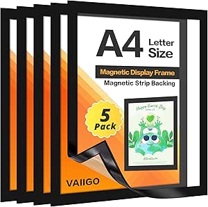 VAIIGO A4 Magnetic Display Frame for Fridge, 5Pack Magnetic Sign Holder ...