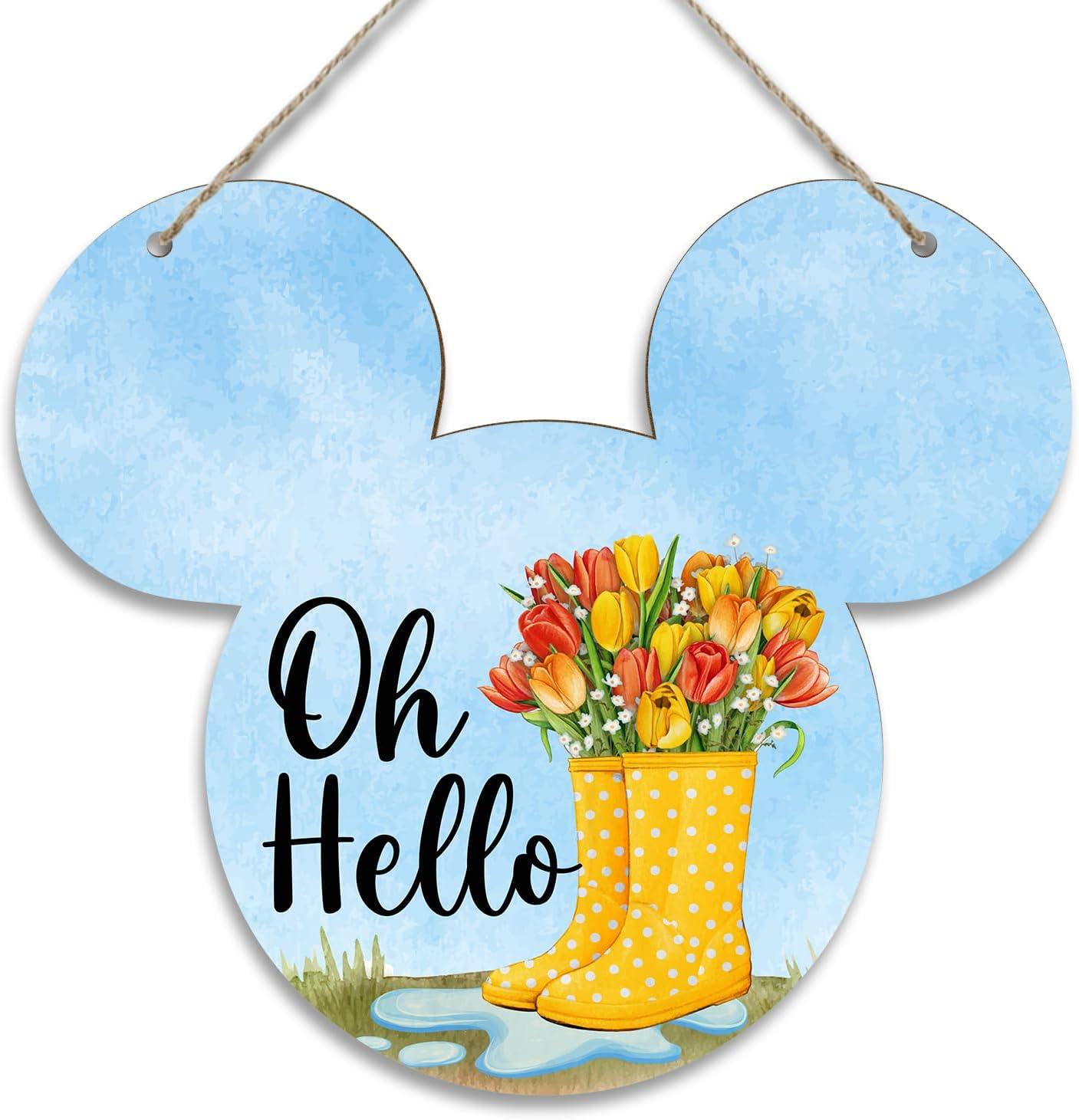 Amazon.com: Spring Door Decor Hello Spring Door Sign Spring Boots Door ...