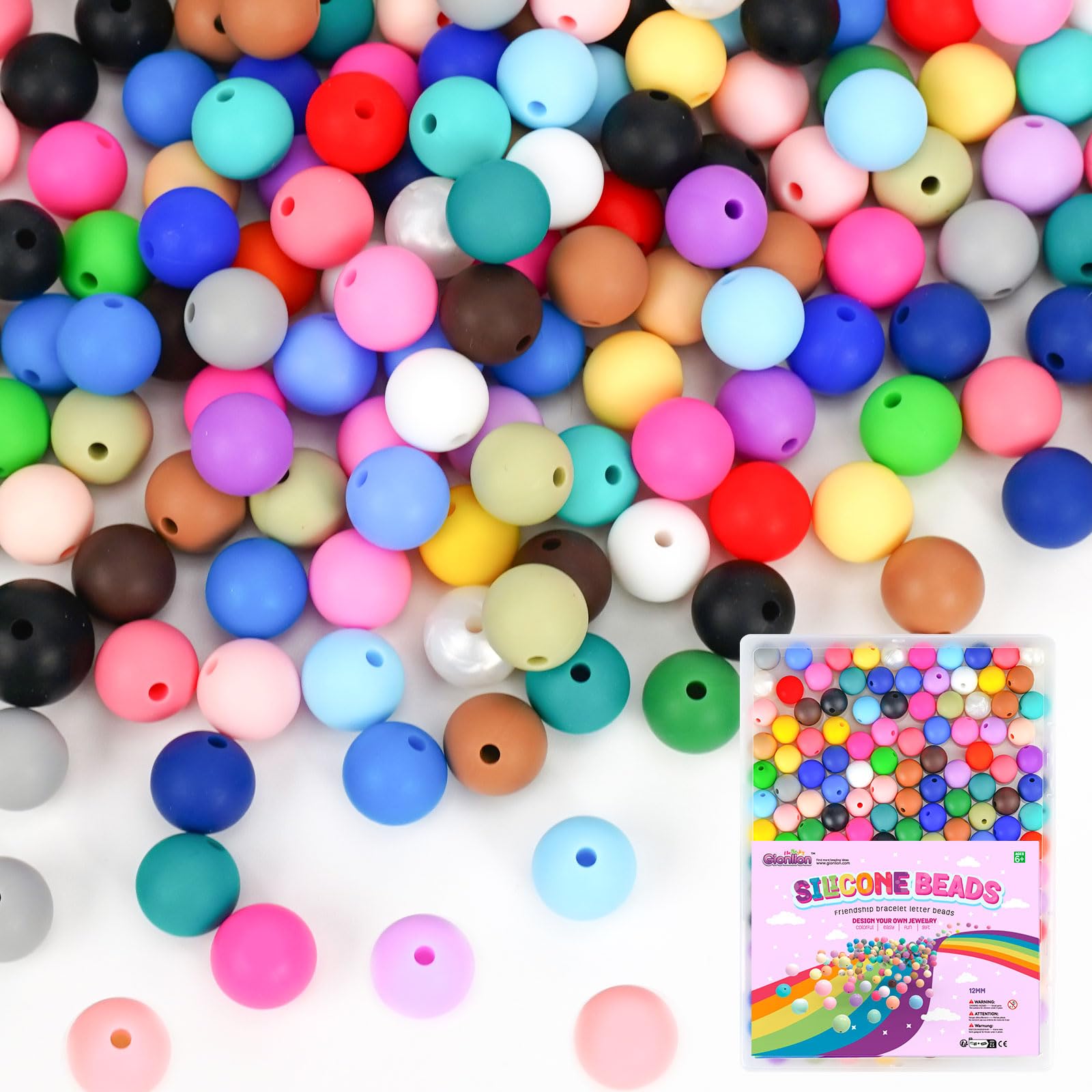 Amazon.com: Gionlion 160PCS Silicone Beads, 33 Colors 12mm Silicone ...