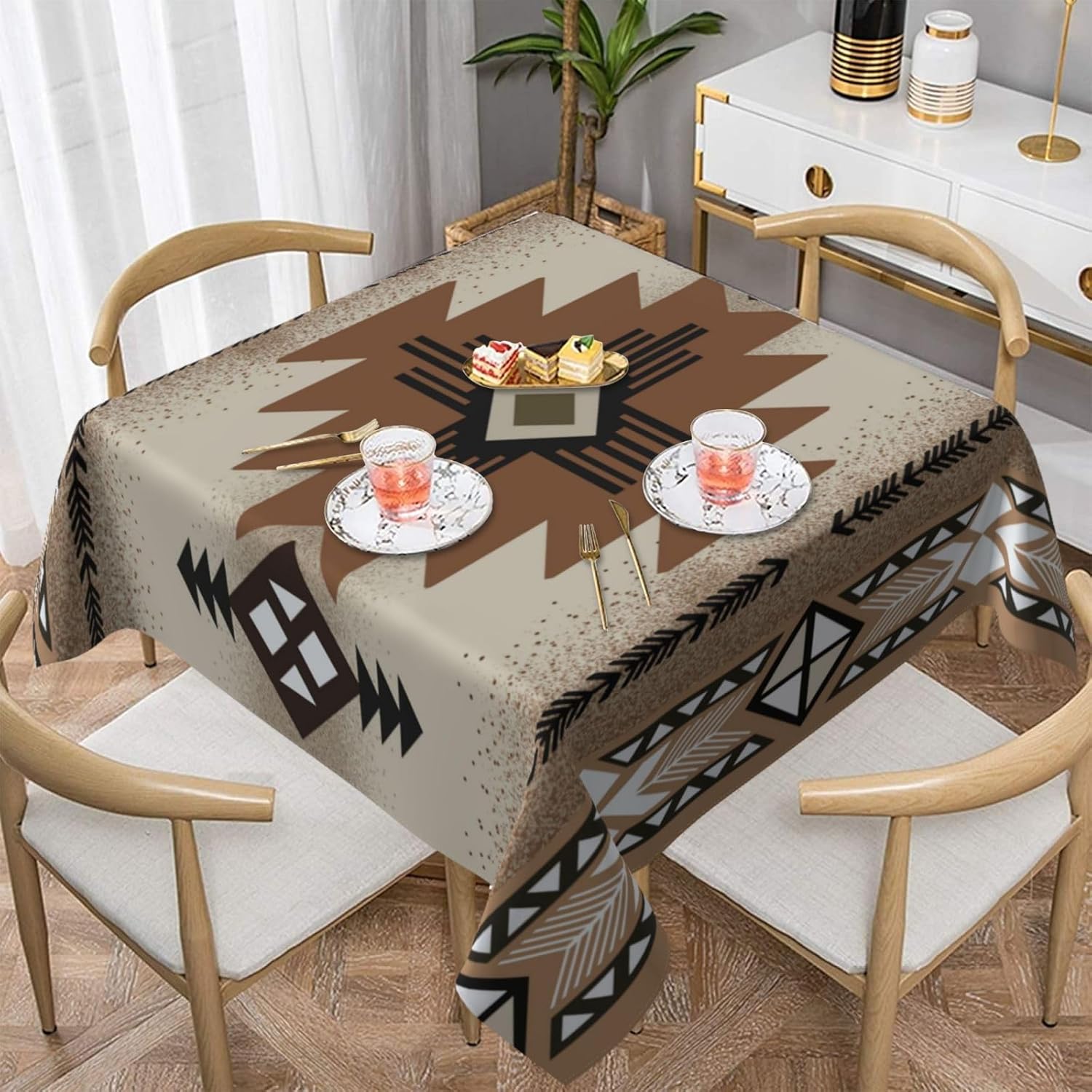 Amazon.com: Aztec Square Tablecloth,Bohemian Vintage Ethnic Patterns ...