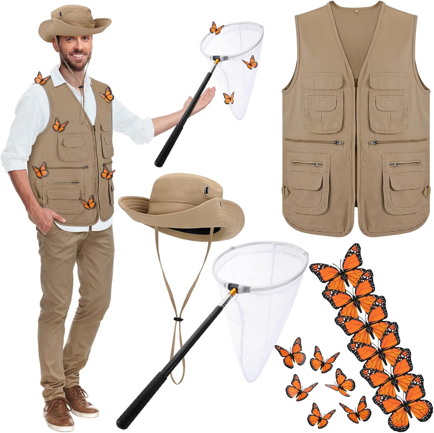 Amazon.com: Maiteenly 15 Pcs Halloween Butterfly Catcher Costume Set ...