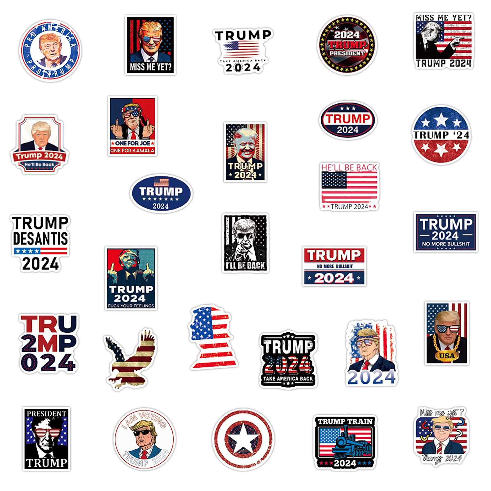 Snapklik.com : Donald Trump 2024 Stickers - 100pcs USA Flag Decals ...