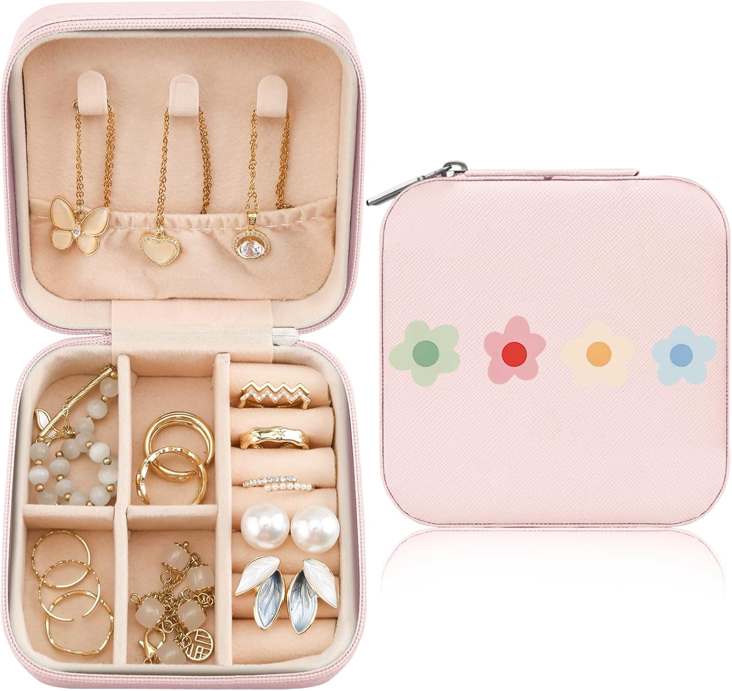 Amazon.com: MAYCARI Jewelry Box with Cute Daisy Flower Pattern Design ...