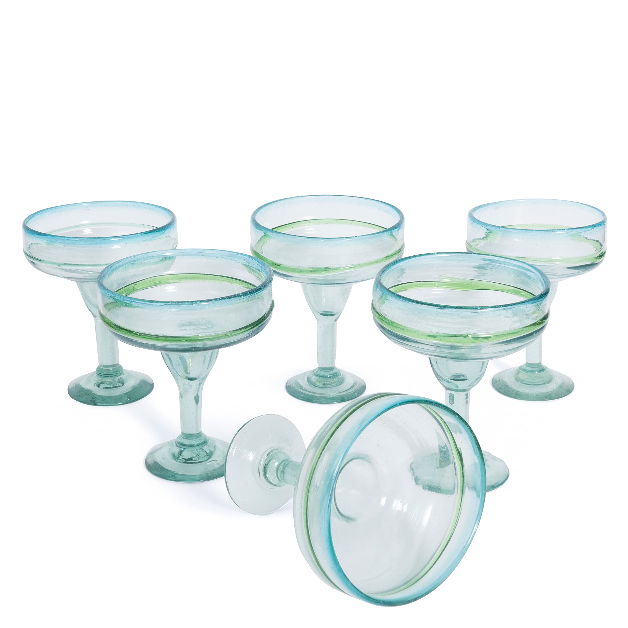Amazon.com | MyCajita Mexican Glassware, Aqua Rims 16oz Margarita ...