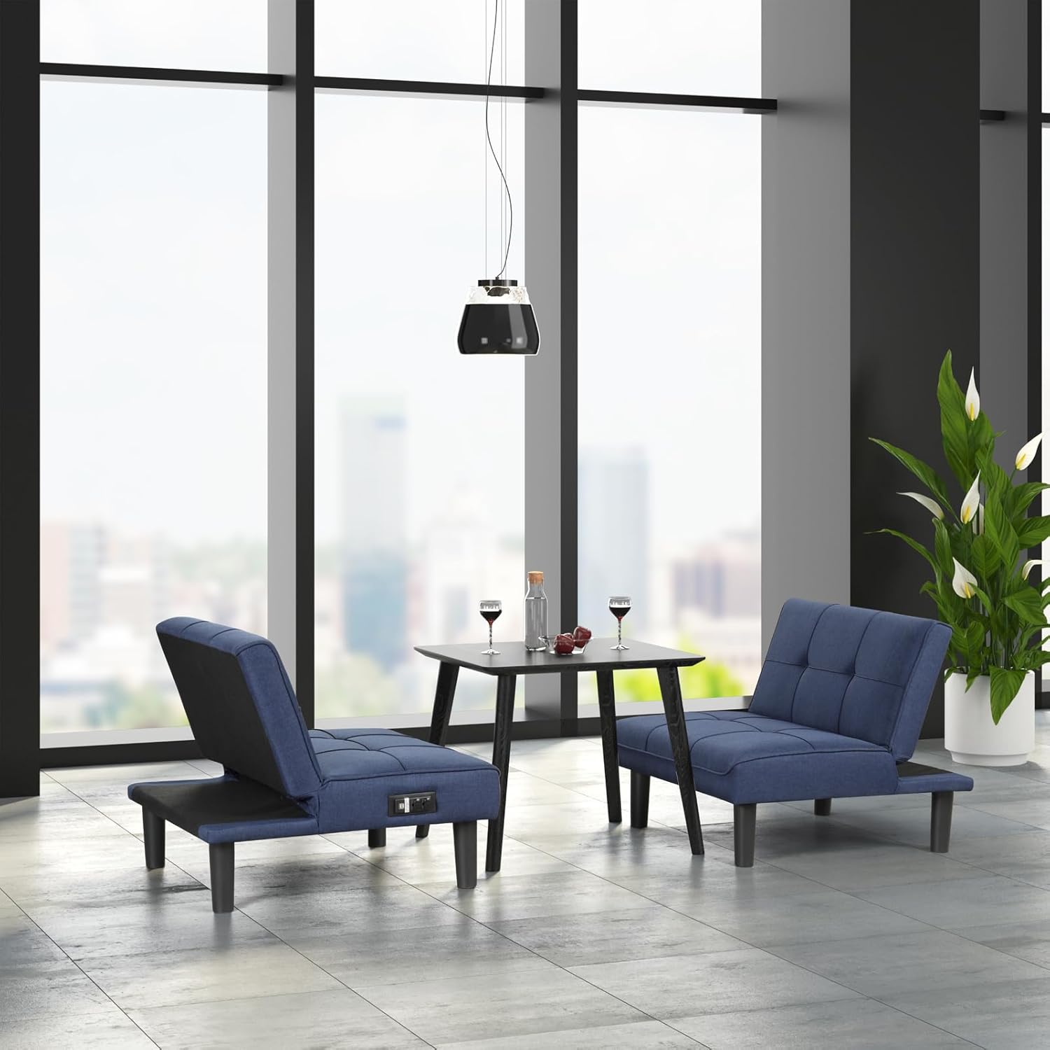 Comfy Mini sofás, futón reclinable pequeño con respaldo ajustable ...