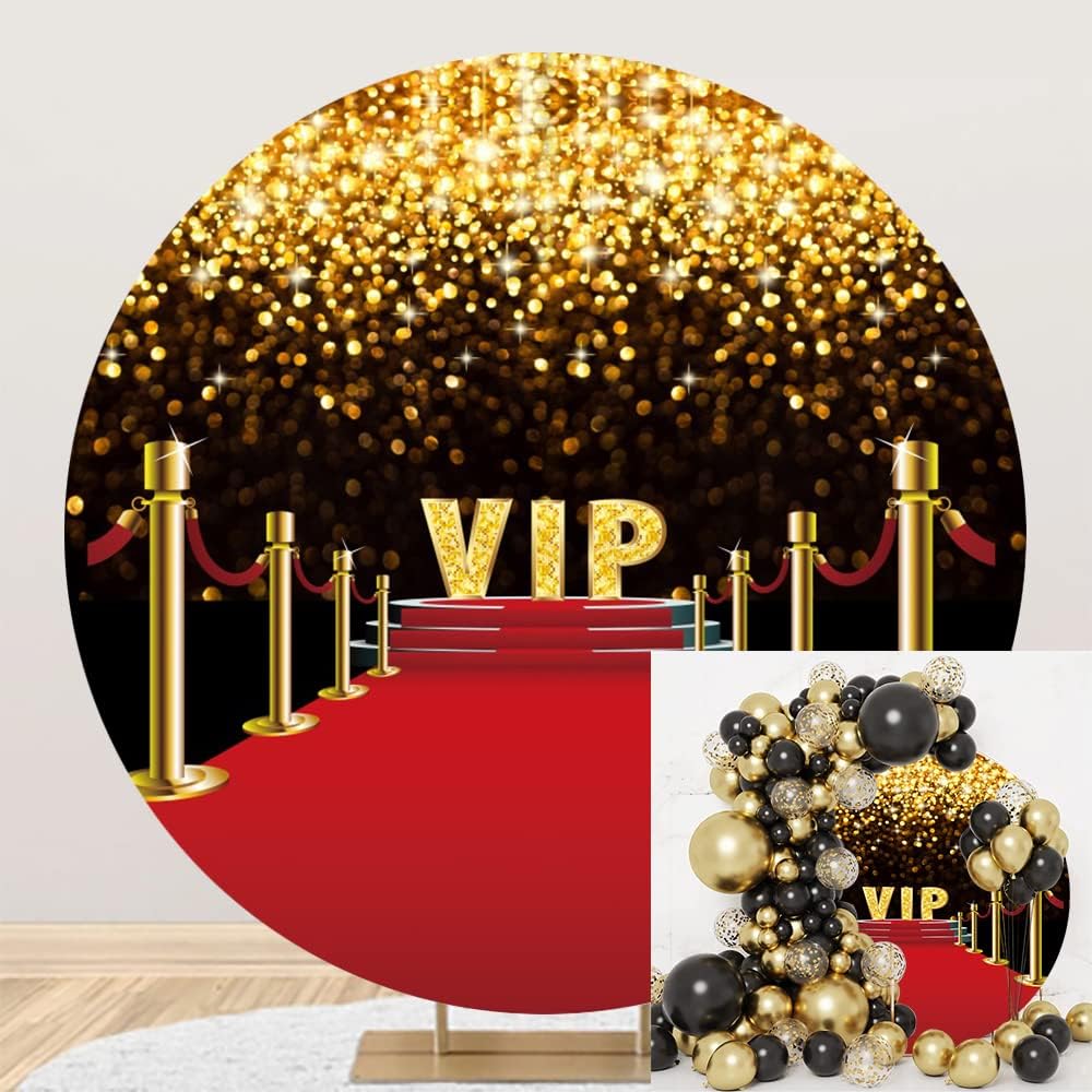 Amazon.com : Leyiyi 7.5x7.5ft Red Carpet Stage Round Backdrop ...