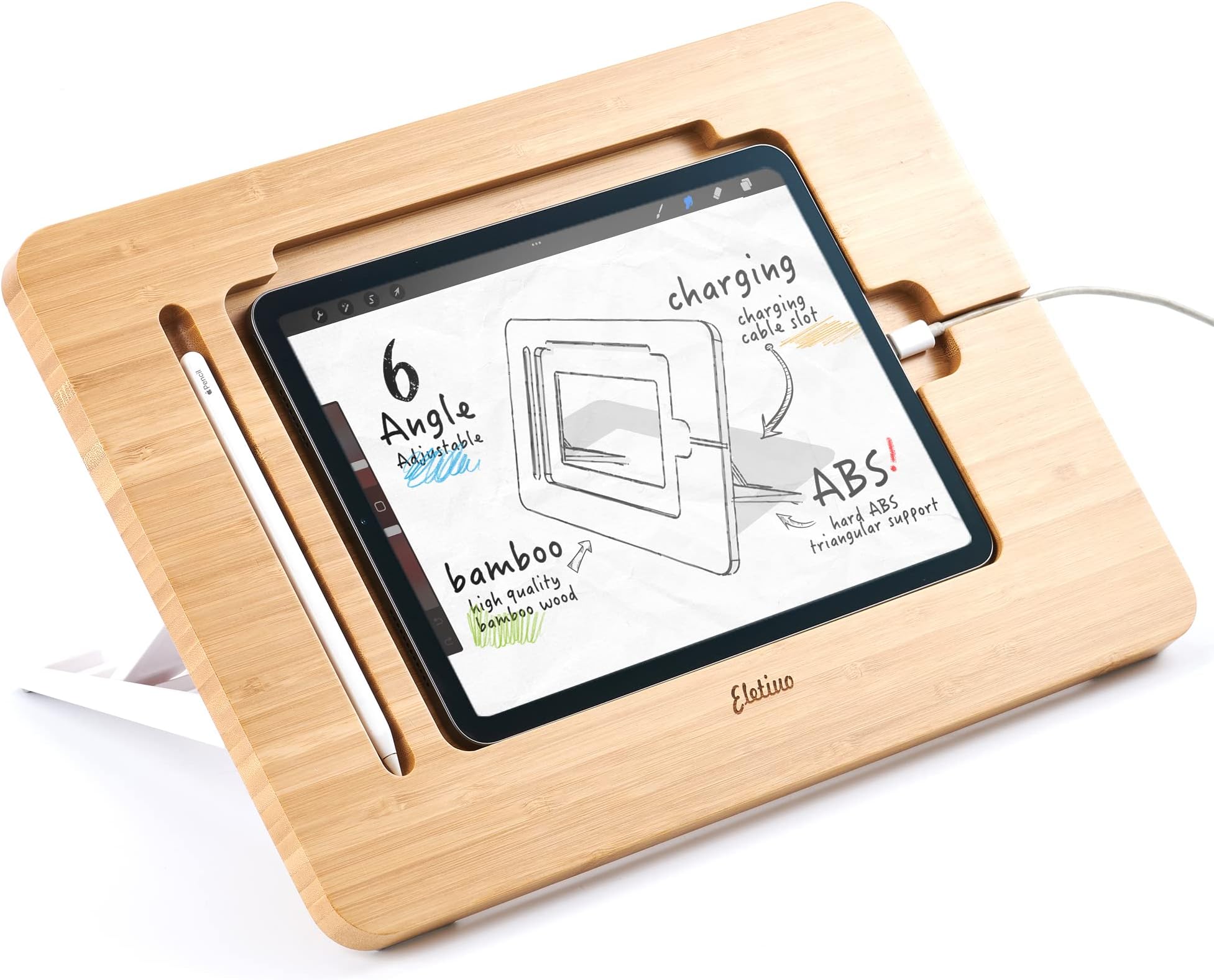 Amazon.com: AFOOYO Bamboo Tablet Drawing Stand - Portable & Adjustable ...