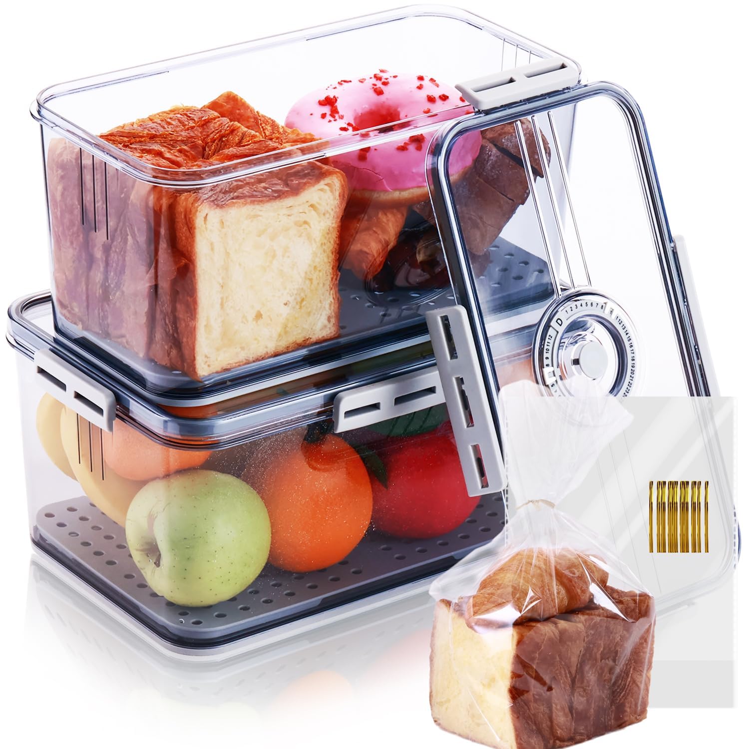 Amazon.com: 2 Pack Bread Box for Kitchen Countertop, Regular and Big ...