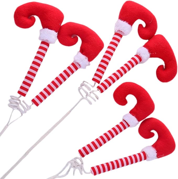 Amazon.com: idyllic Christmas Picks Elf Legs Boot Pick Striped Gold ...