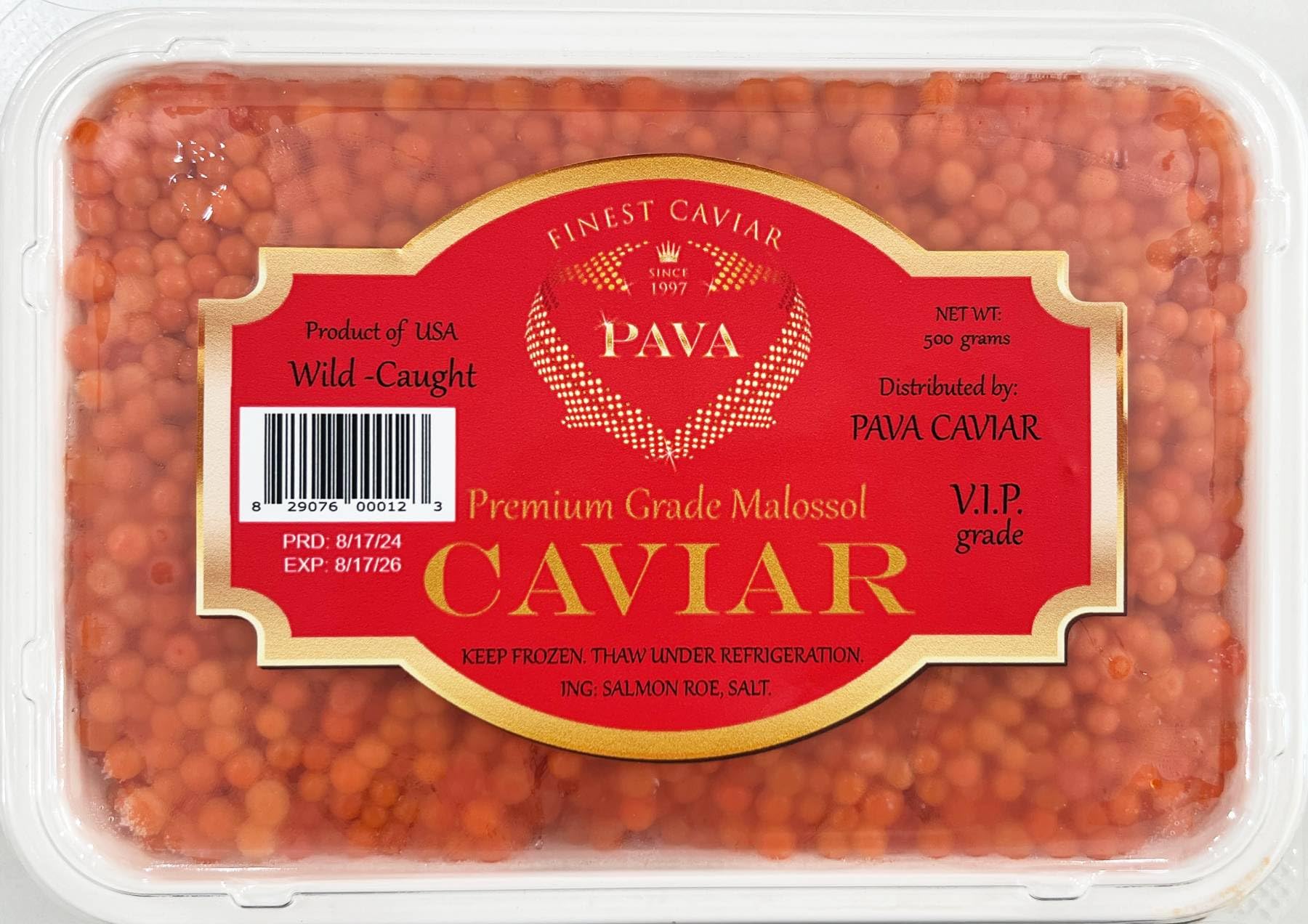 Amazon.com: Red Caviar Salmon Roe, 17.6 oz. Wild Caught USA, 500 Grams ...