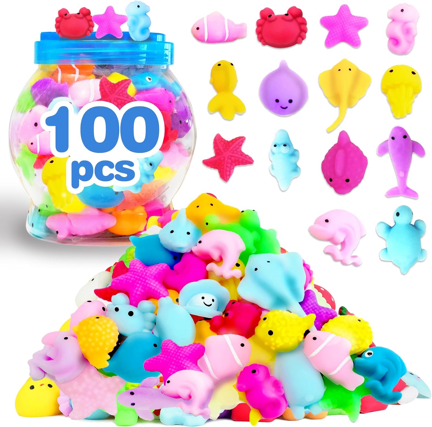 FUNNYB&G Kawaii Mochi Squishies Fidget Toy - 100 pcs Squishy Party ...