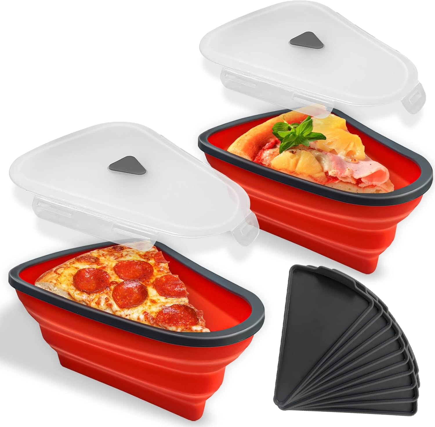 2 Pack Pizza Storage Container, Reusable Collapsible Silicone Pizza Box ...