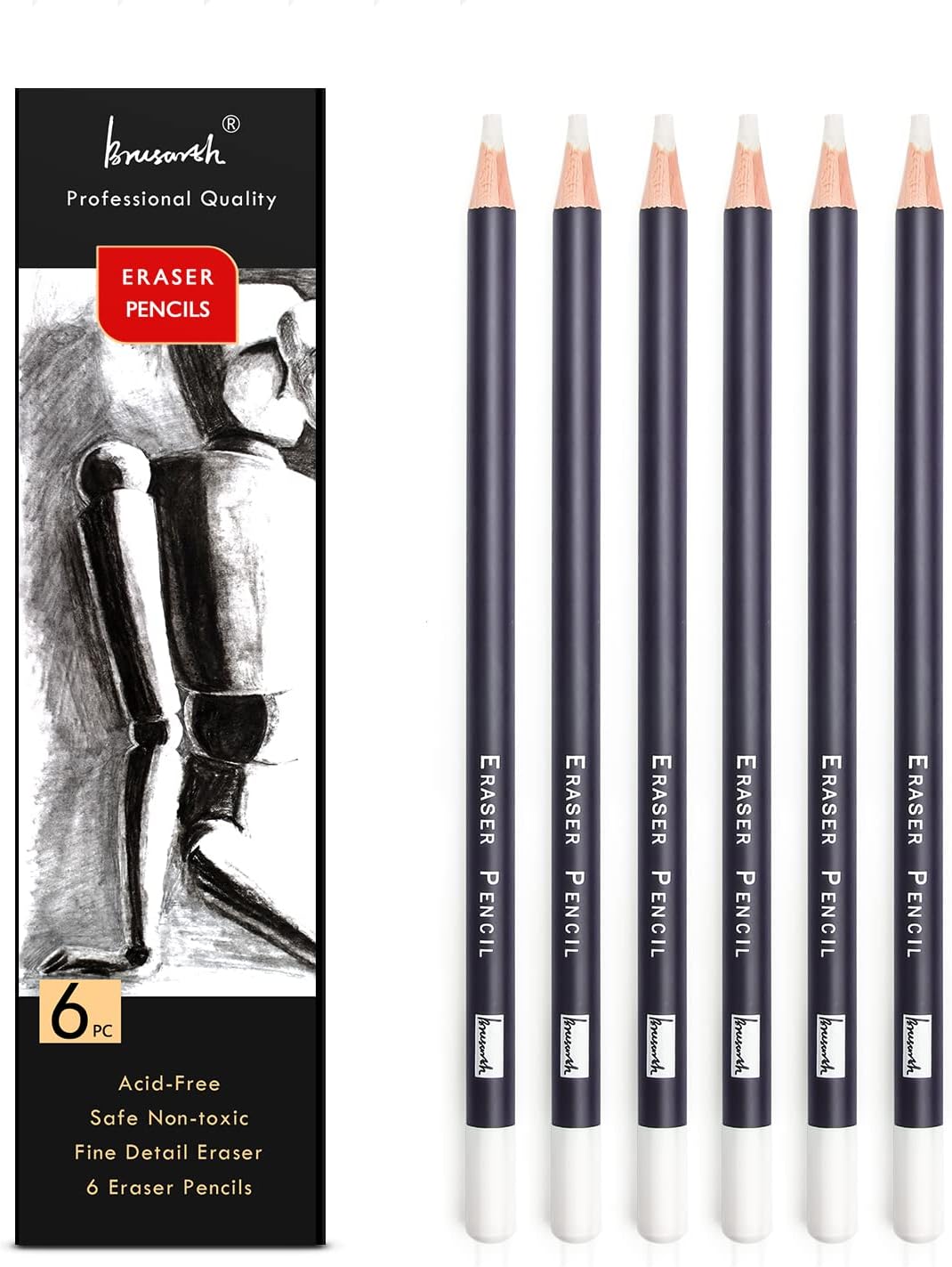 Amazon.com : Brusarth Eraser Pencils Set - Professional 3pc Erasing ...