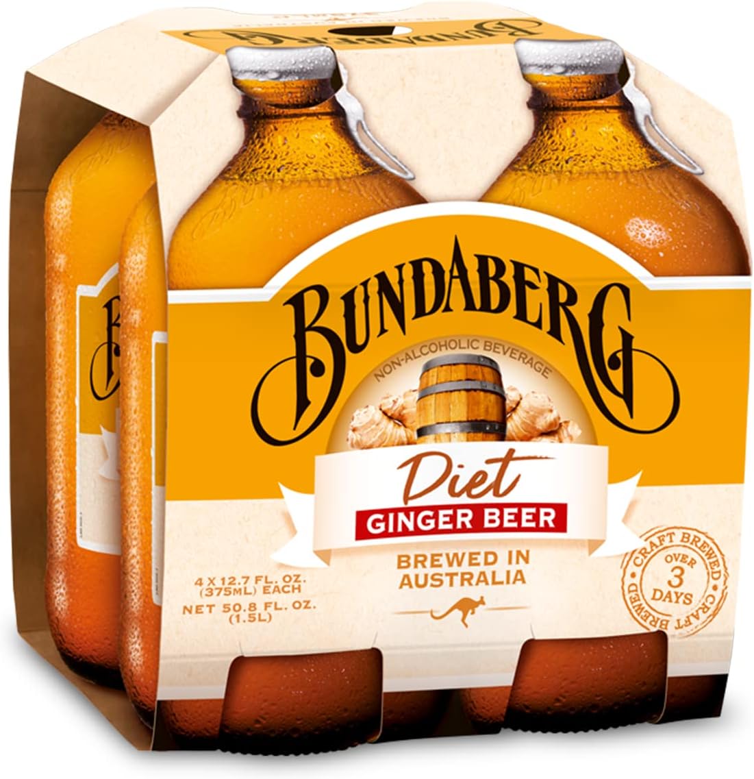 Amazon.com : Bundaberg Diet Ginger Beer, 12.7 Fl Oz Bottles, 4 Pack ...