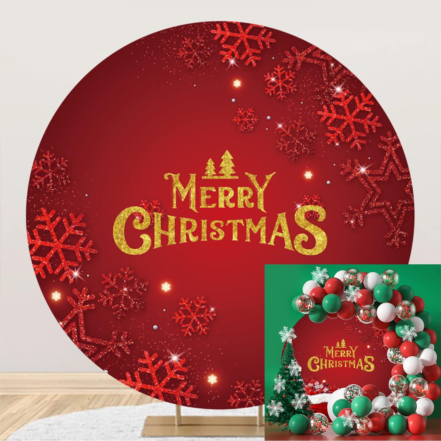 Amazon.com : Merry Christmas Round Backdrop Cover for Photography 7.2ft ...