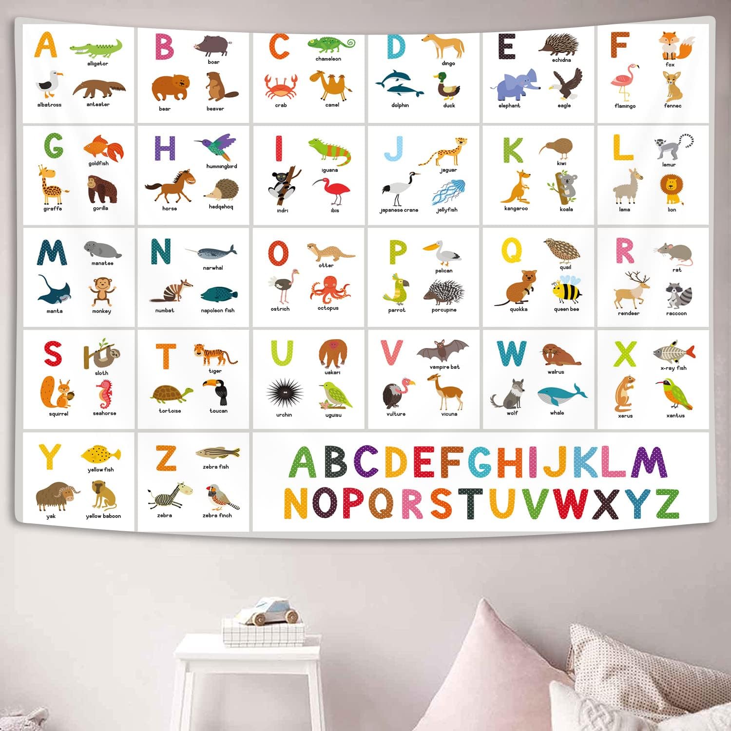 Amazon.com: TOMOZ Cute Animals Alphabet Tapestry, Educational Tapestry ...