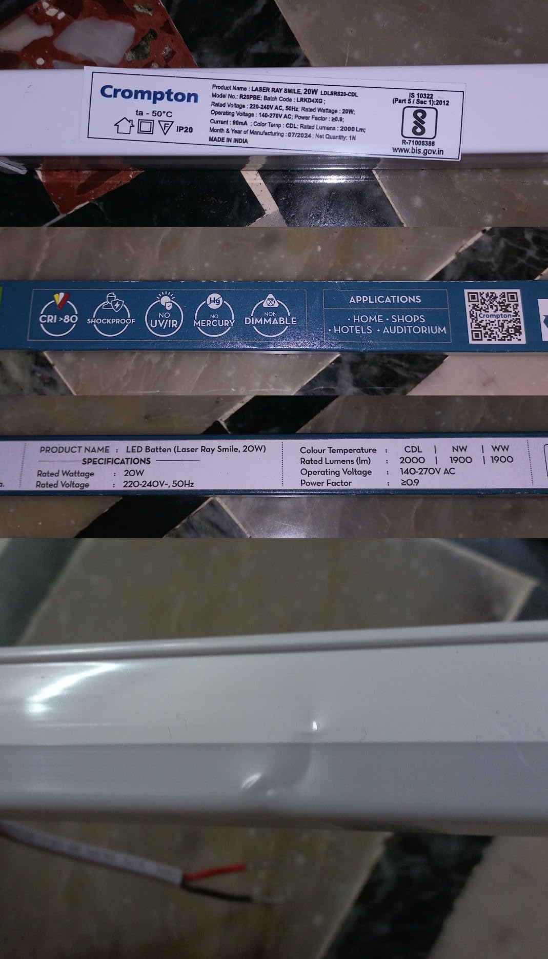 Crompton Laser Ray Neo 36W LED Batten (Cool Daylight) - Pack of 2 ...