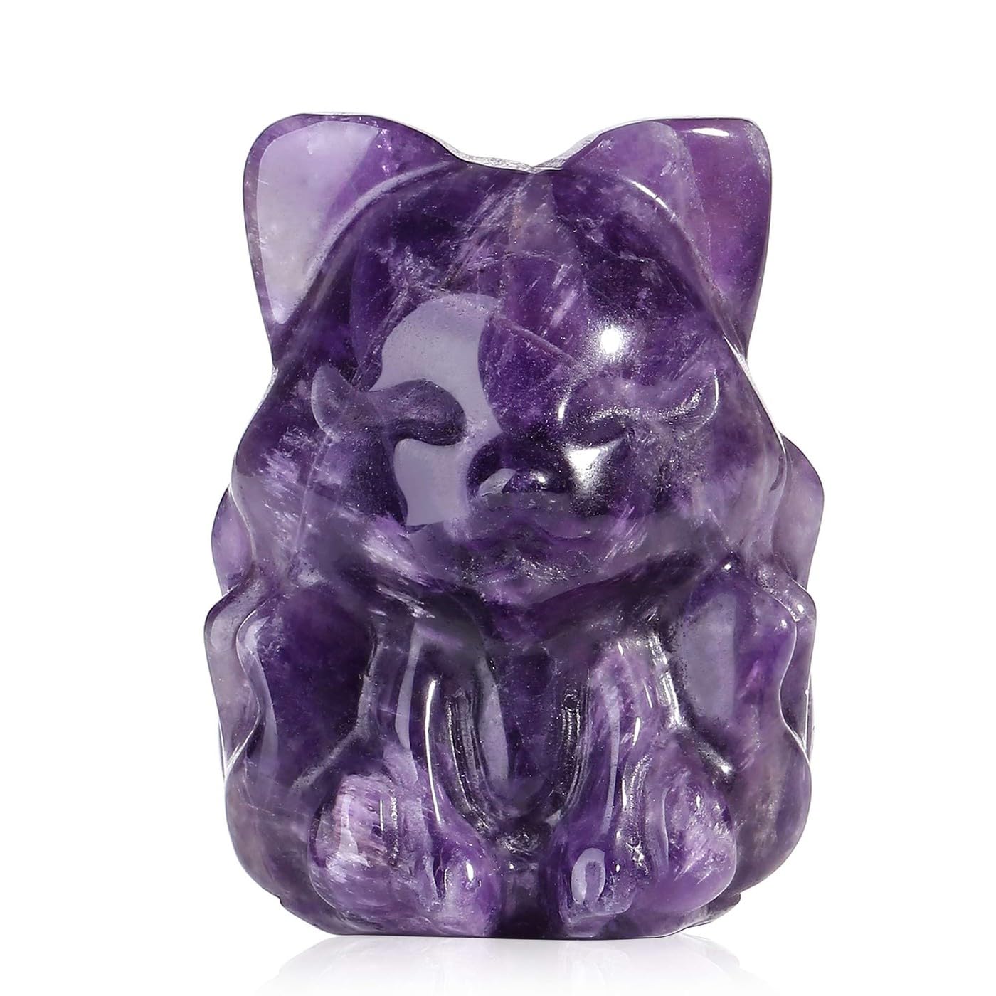 Amazon.com: LAIDANLA 2" Amethyst Fox Figurine Healing Crystals Purple ...