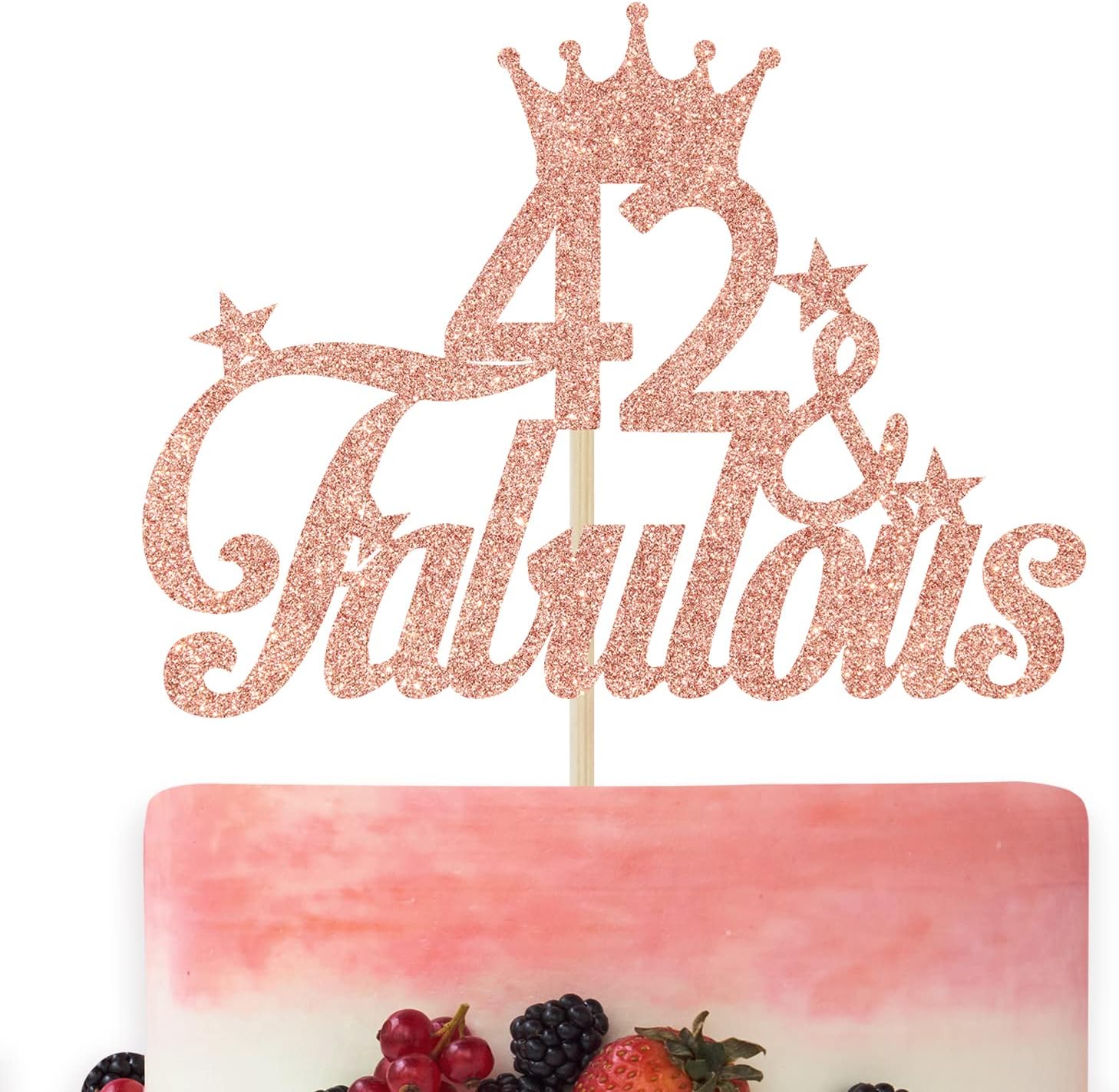 Amazon.com: Rose Gold Glitter 42 & Fabulous Cake Topper - 42nd Birthday ...