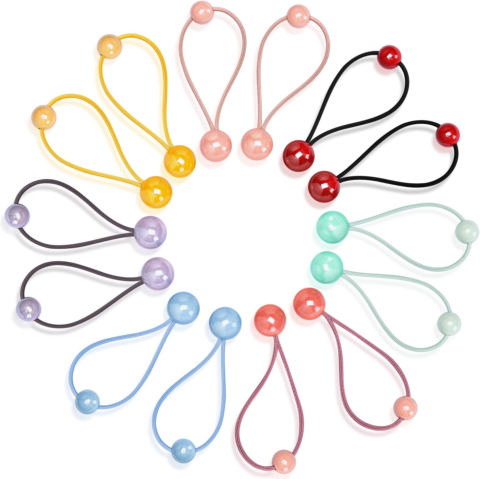 Amazon.com : 14 Pcs Double Balls Elastic Ponytail Holders Colorful Kids ...
