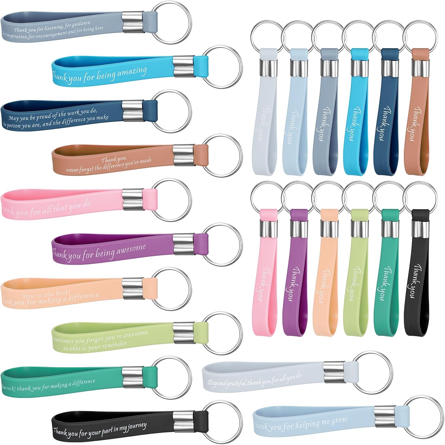 Crowye 60 Pcs Inspirational Quote Key Chains Bulk Silicone Motivational ...