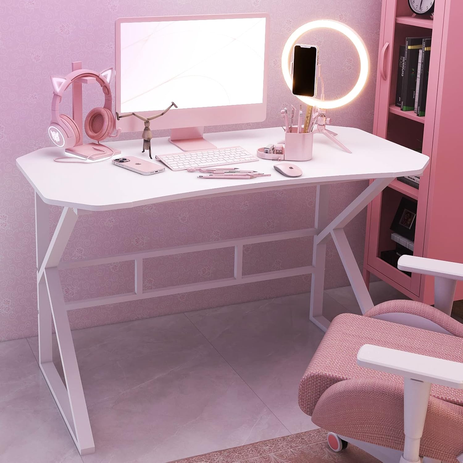 Amazon.com: Natwind 47" Ergonomic Gaming Desk, K-Shaped Home Office ...