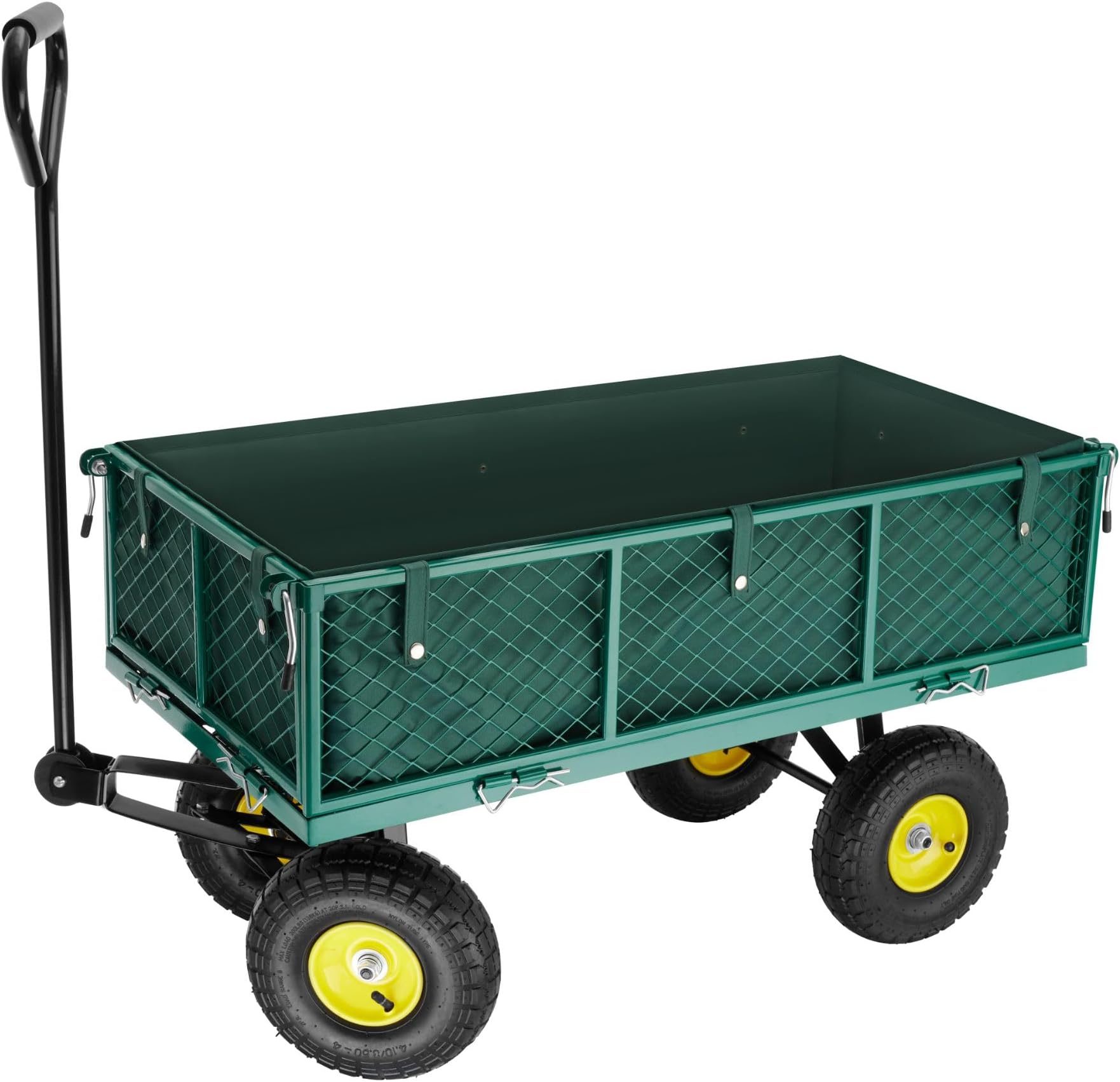 tectake® Heavy Duty Garden Trolley with Pneumatic Tyres, Hinged Sides ...