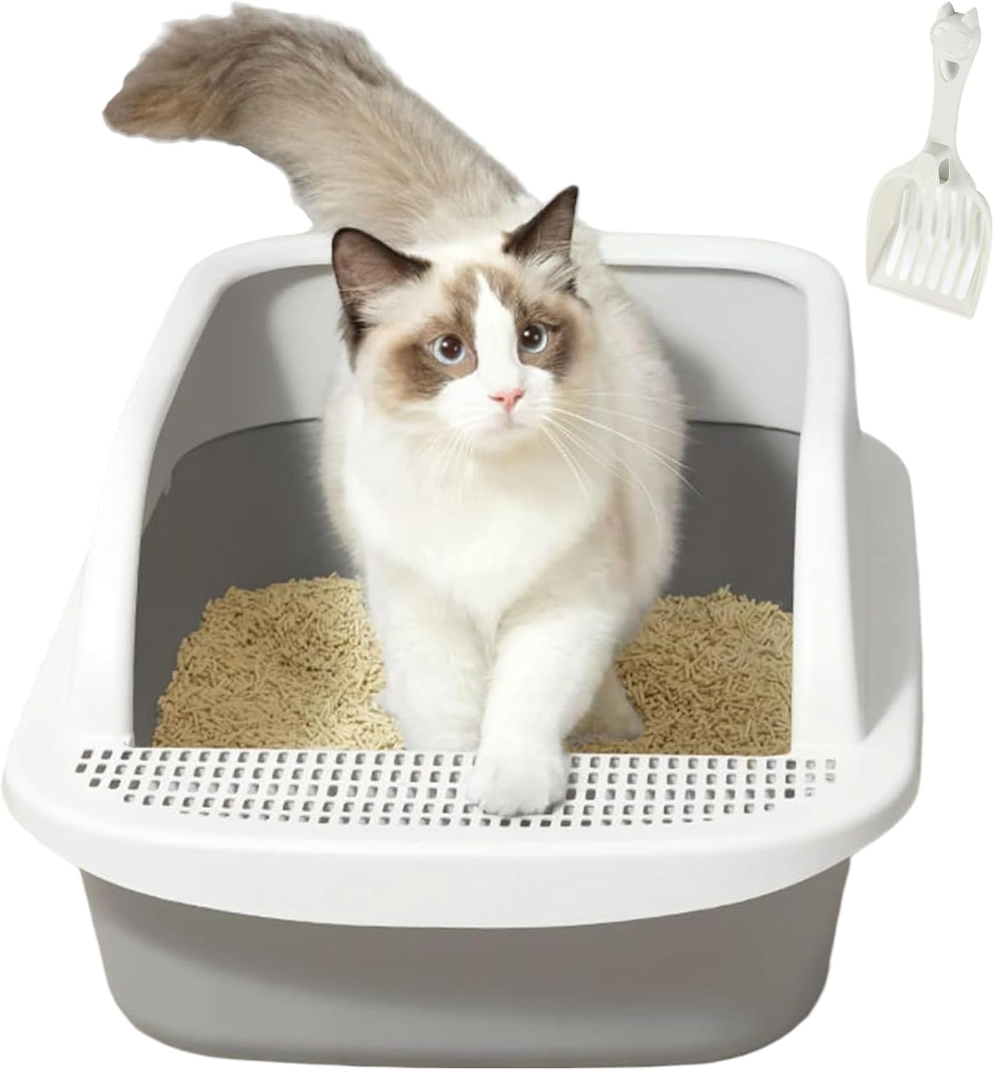 BRKT Cat Litter Box | Extra Large Open Top Litter Tray with Scooper ...