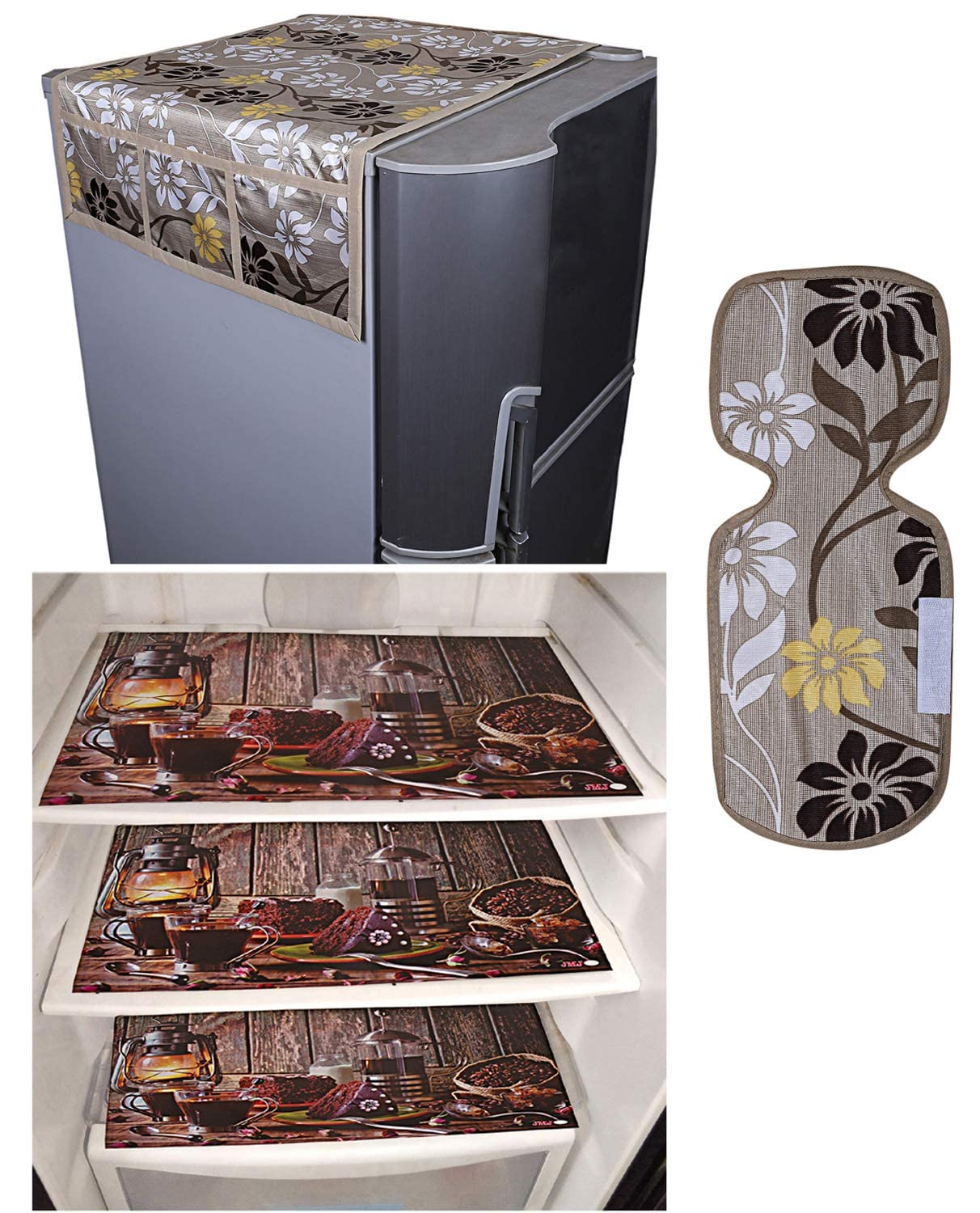 Kuber Industries PVC 3 Pieces Reversible Fridge Mats, 1 Piece Handle ...