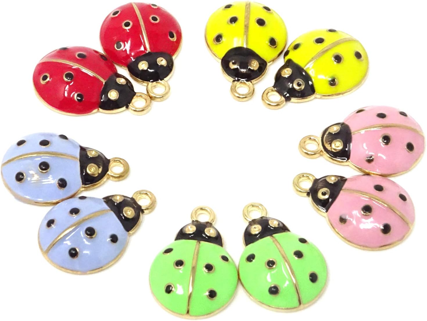 Amazon.com: Honbay 10PCS Enamel Ladybug Charms Pendant for Jewelry ...