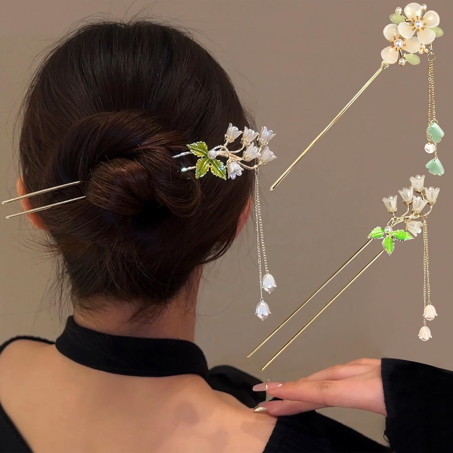 Amazon.com : 2Packs Lily of the Valley Chinese Hair Sticks for Buns ...