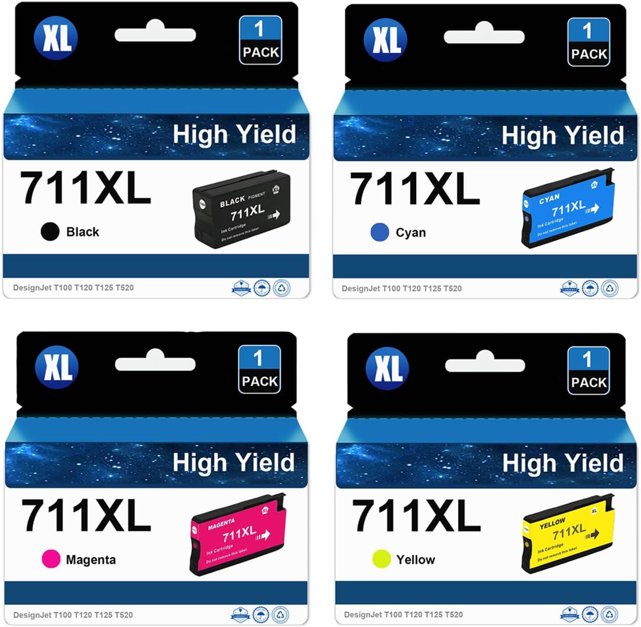 Amazon.com: HP 711 Ink Cartridge Set Includes 80ml Black, 29ml Cyan ...