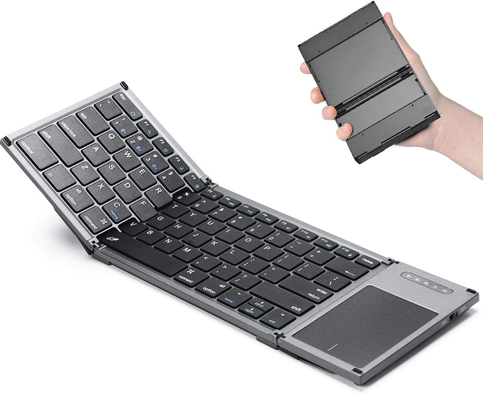 Amazon.com: ZenRich Foldable Bluetooth Keyboard, Full Size Wireless Tri ...