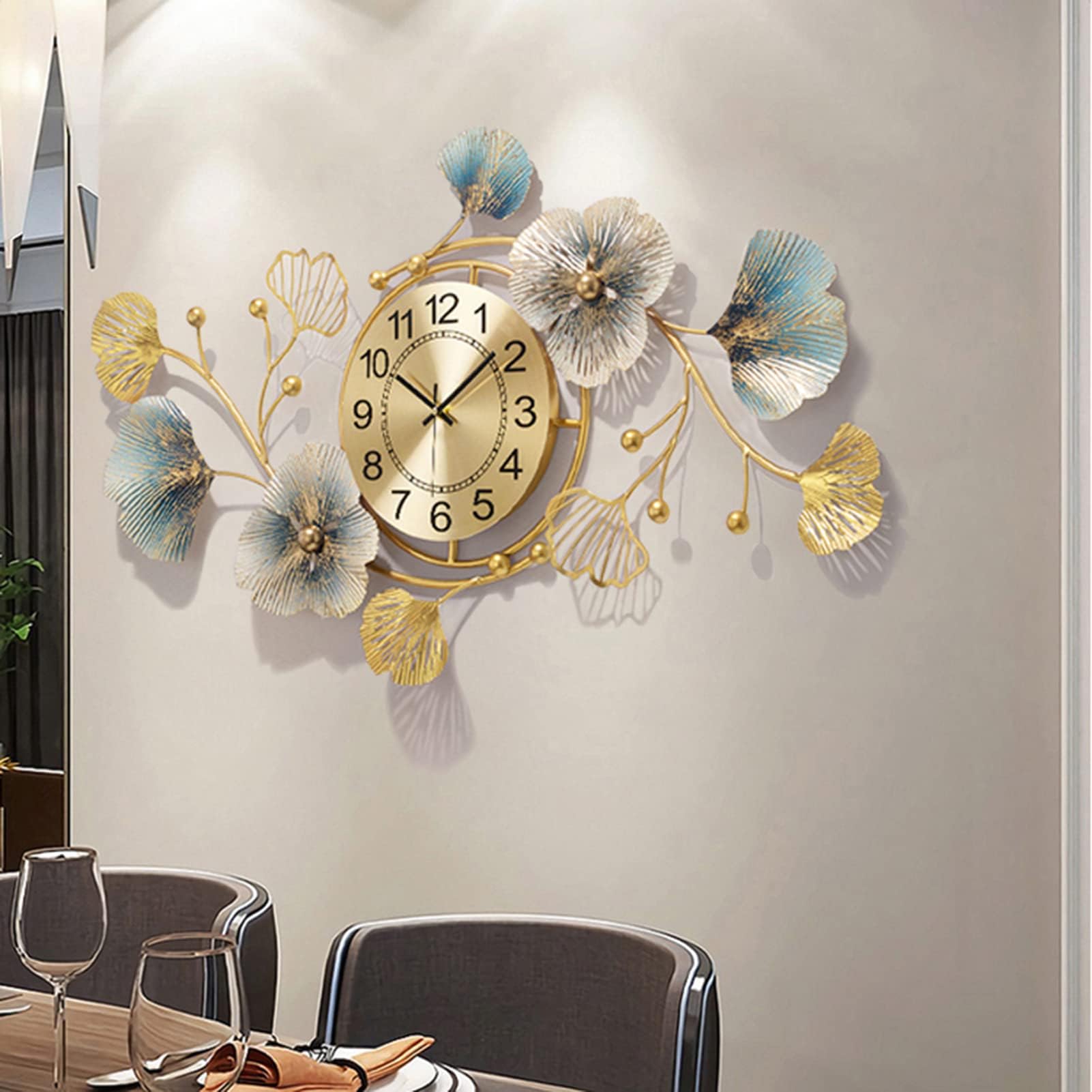 Amazon.com: ESPRAL Large Wall Clocks for Living Room Decor Metal Wall ...