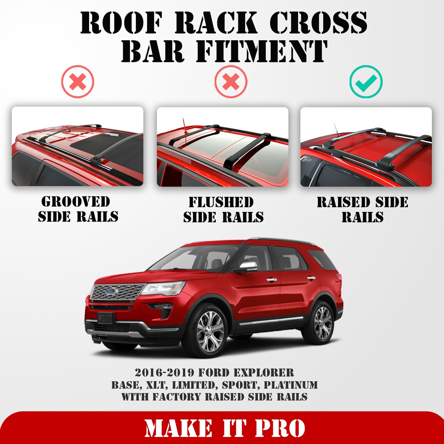 Snapklik.com : KitsPro 260lb Roof Rack Cross Bars For 2016-2019 Ford ...