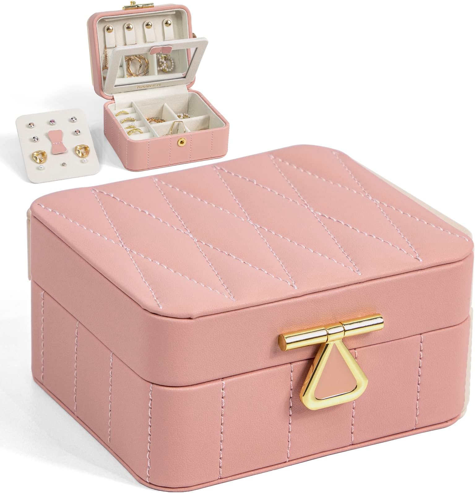 Amazon.com: Toovem Jewelry Case Organizer for Travel, Plush Velvet ...