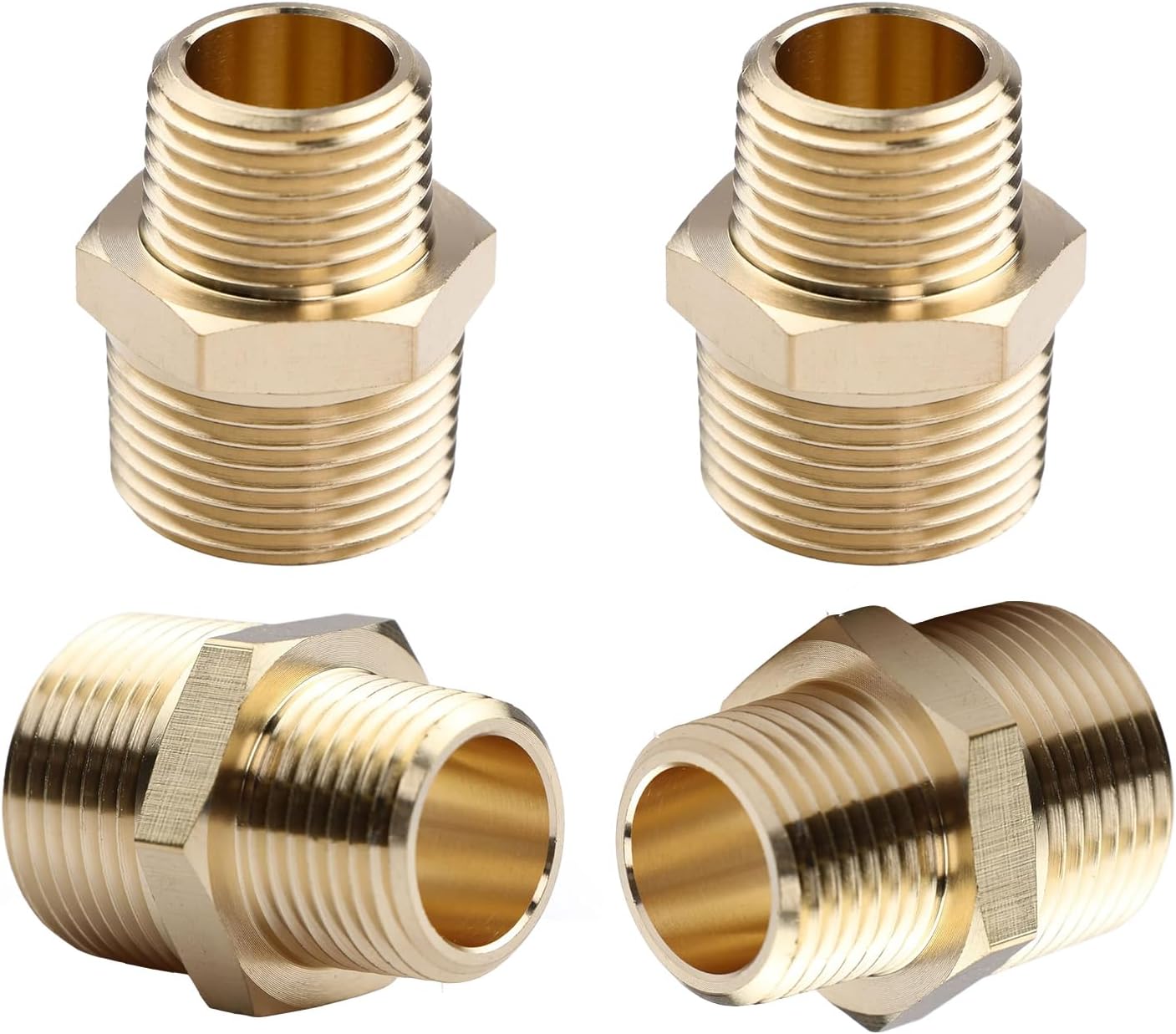 Amazon.com: TWOZOZO Brass Nipple Pipe Fitting,3/4" NPT Male x1/2" NPT Male Solid Reducing Hex ...