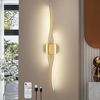 LED Wall Lamp USB Rechargeable with Remote Control Wall Sconce Indoor ...