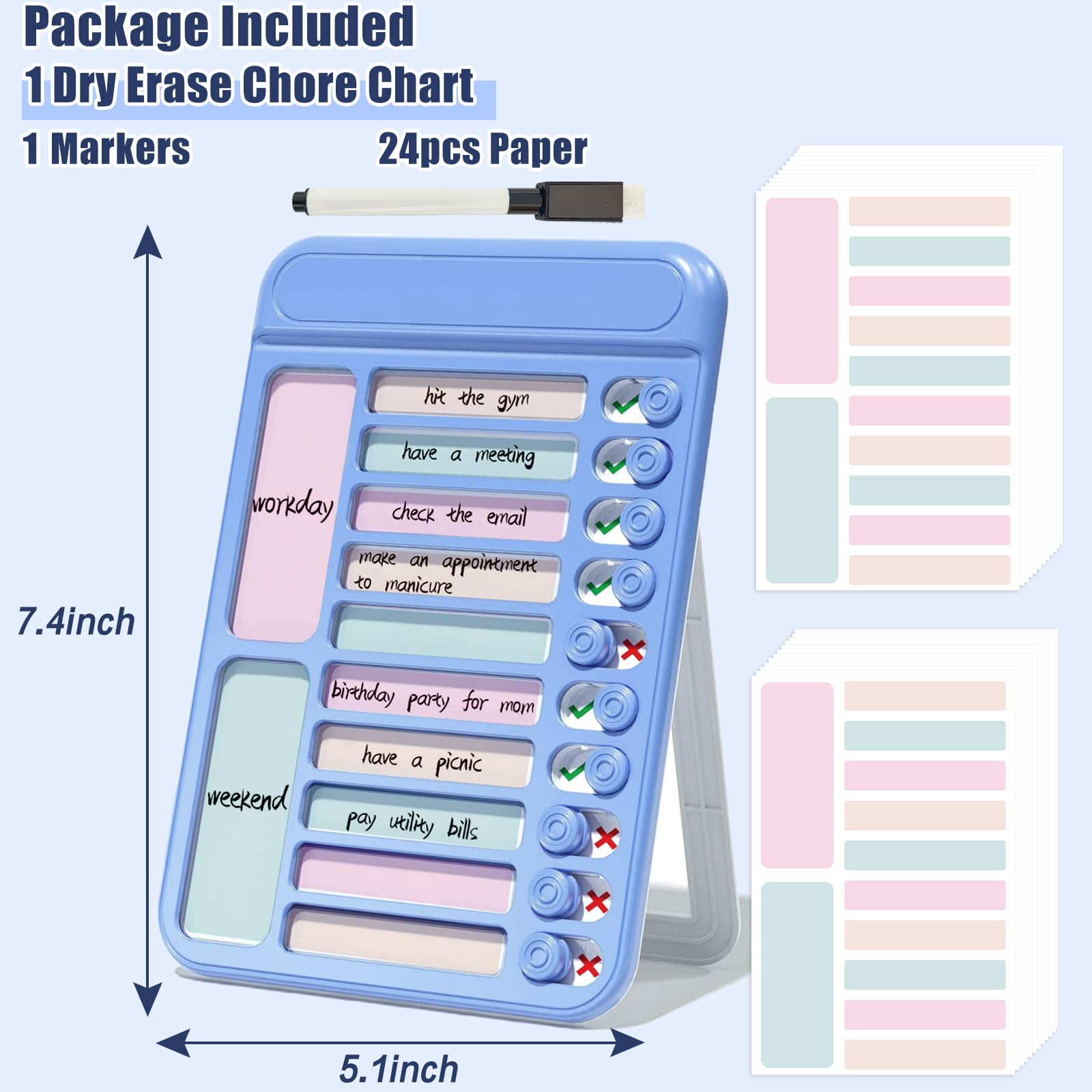 Snapklik.com : Blue Chore Chart For Adult Kids Checklist Board To Do ...