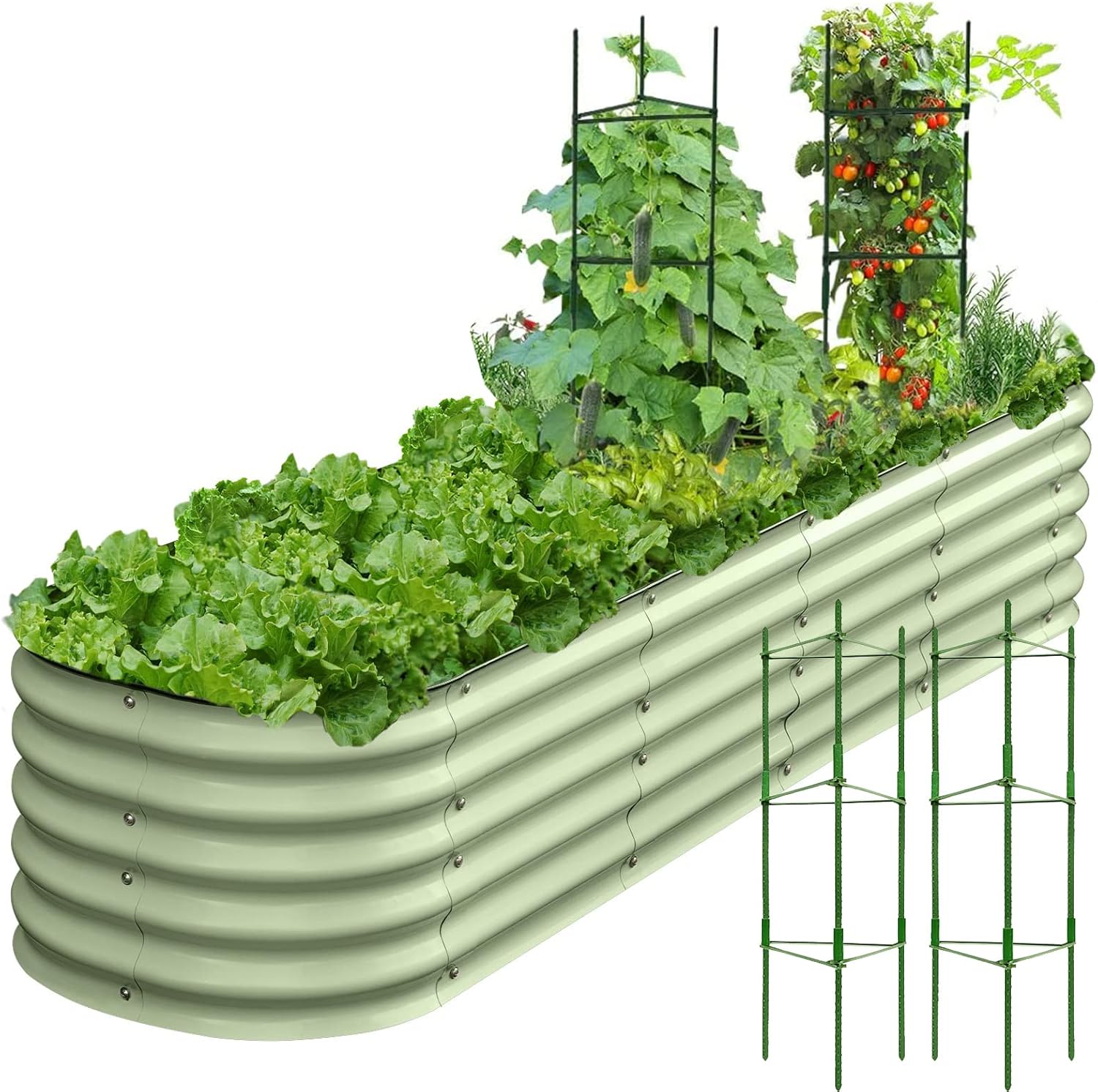 Amazon.com: Vilstomes 8ft X 2ft X 1.4ft Galvanized Raised Garden Bed ...
