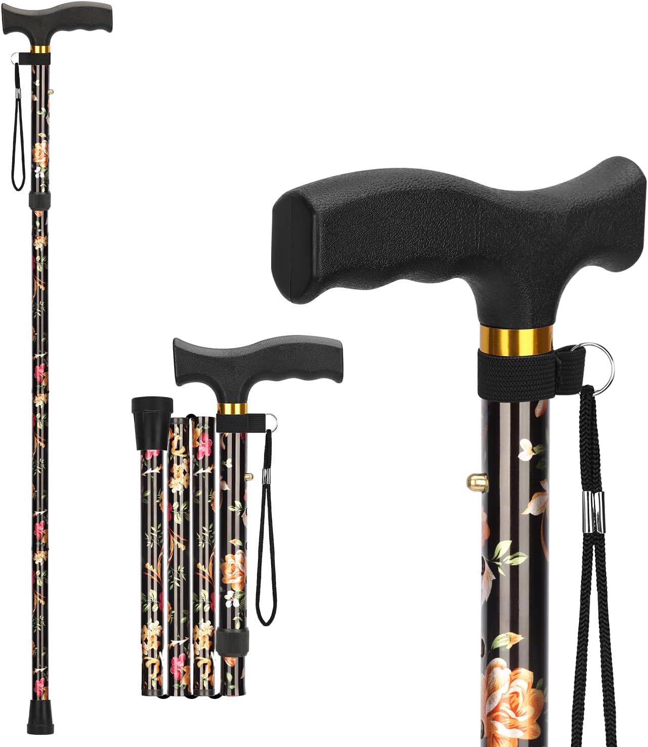 supregear Folding Cane, Lightweight 5-Level Adjustable Walking Stick ...