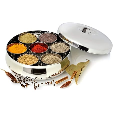Amazon.com: Stainless Steel Masala Dabba Spice Box,Spice Containers ...