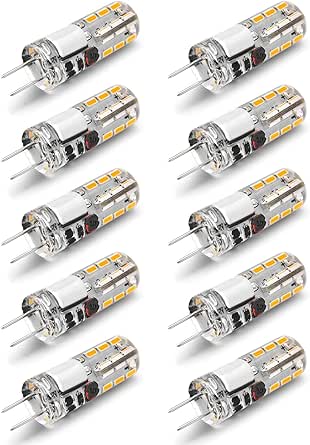 Joutameili 10 Pack G4 LED Bulb 12V AC DC 1.5W No Flicker Warm White G4 Bulb Bi-Pin LED Light ...