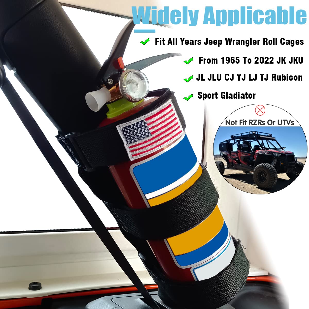 Snapklik.com : Black Fire Extinguisher Holder Roll Bar Adjustable Strap ...