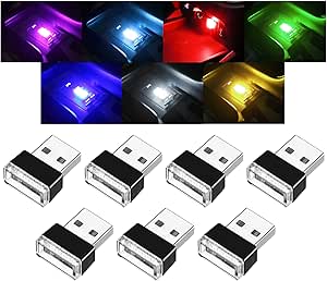 Amazon.com: Kewucn USB LED Car Interior Atmosphere Lamp, 7 PCS Mini LED Night Light, Portable ...