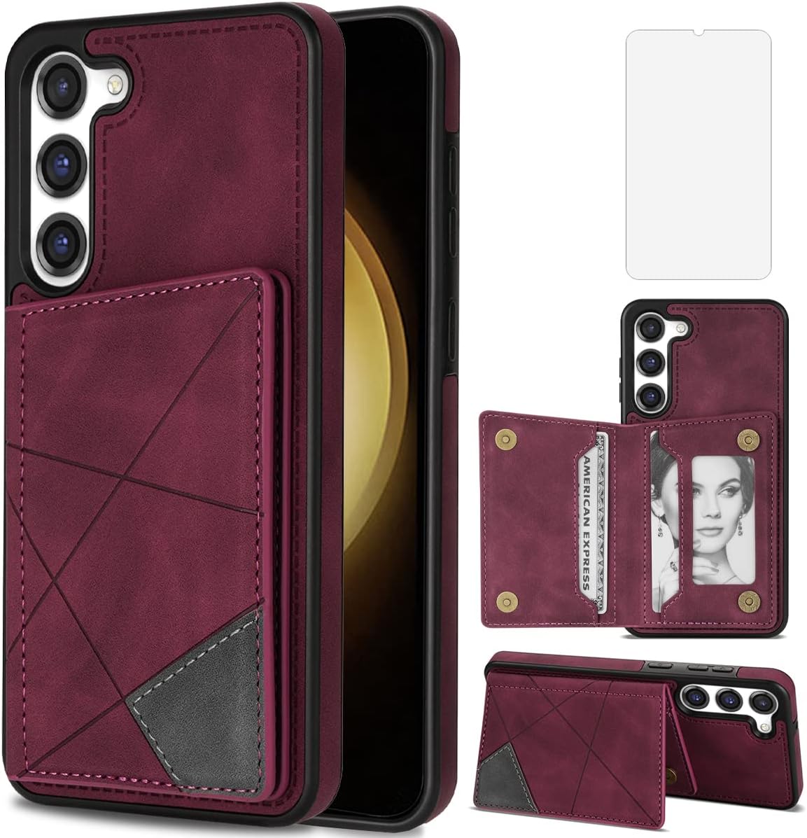 Galaxy S23 FE Case, Design for Samsung S23FE Wallet Phone Cases with Screen Protector PU Leather ...