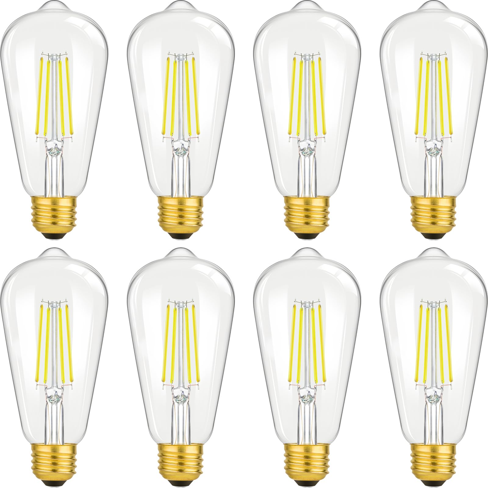 8W Vintage LED Edison Light Bulbs 100W Incandescent Equivalent, 1400LM ...