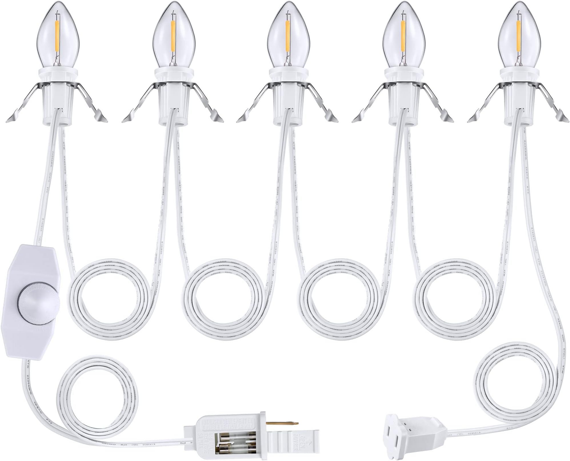 Accessory Cord with 6 LED Light Bulbs, 11 Feet Cool White Light Indoor ...