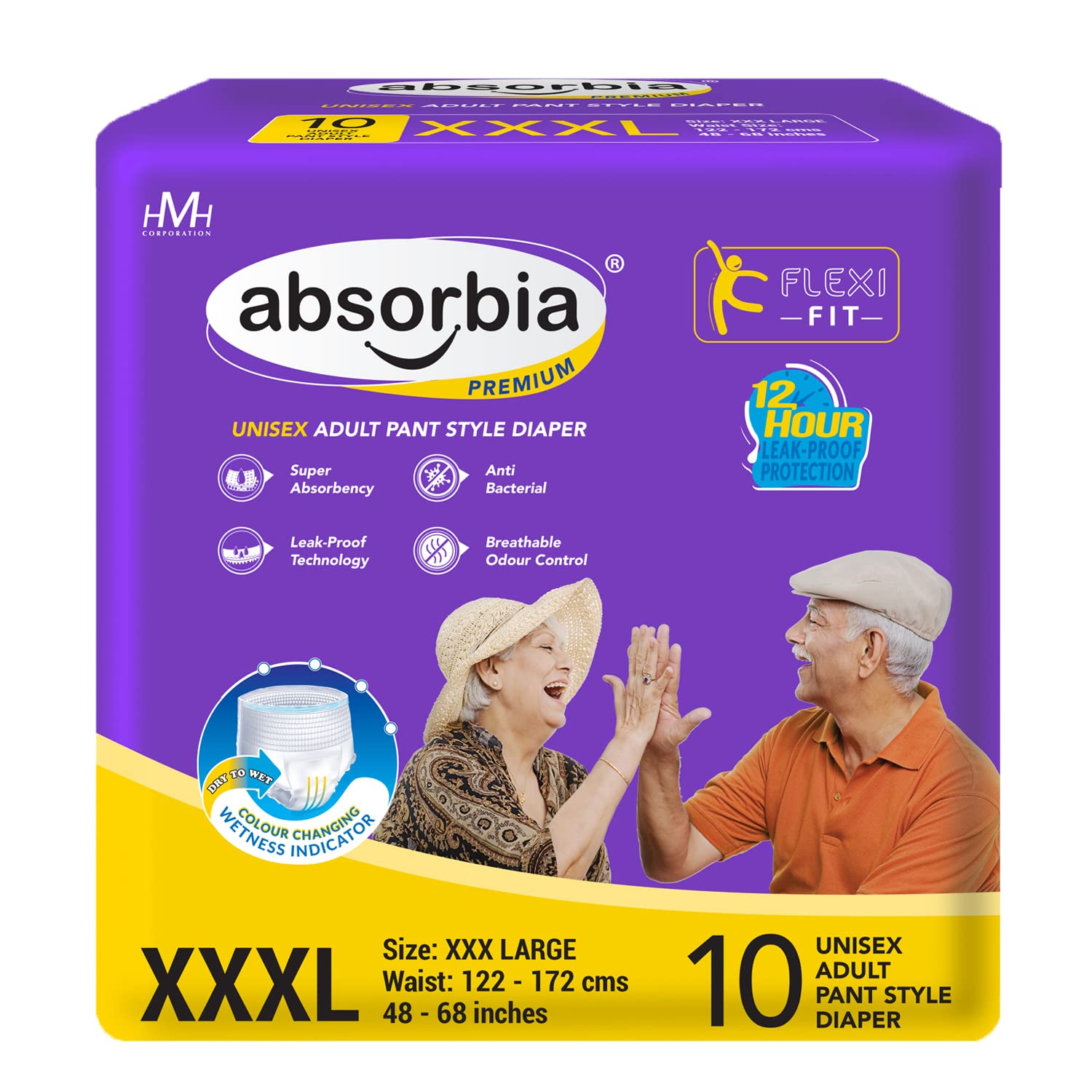 absorbia Unisex Ultra Thin Adult Diaper Pant Style Waist Size 122-172 ...