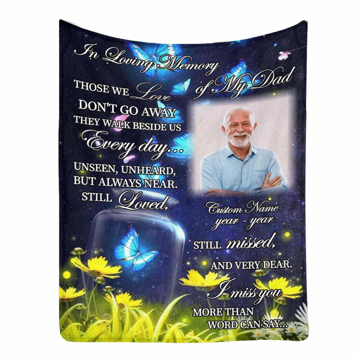 Amazon.com: MyPupSocks Personalized Memory Dad Sympathy Blanket, in ...